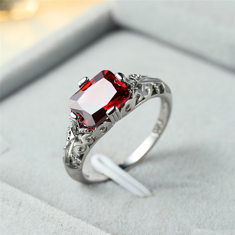 Bague de mariage de luxe en pierre rouge cristal, ... – Grandado