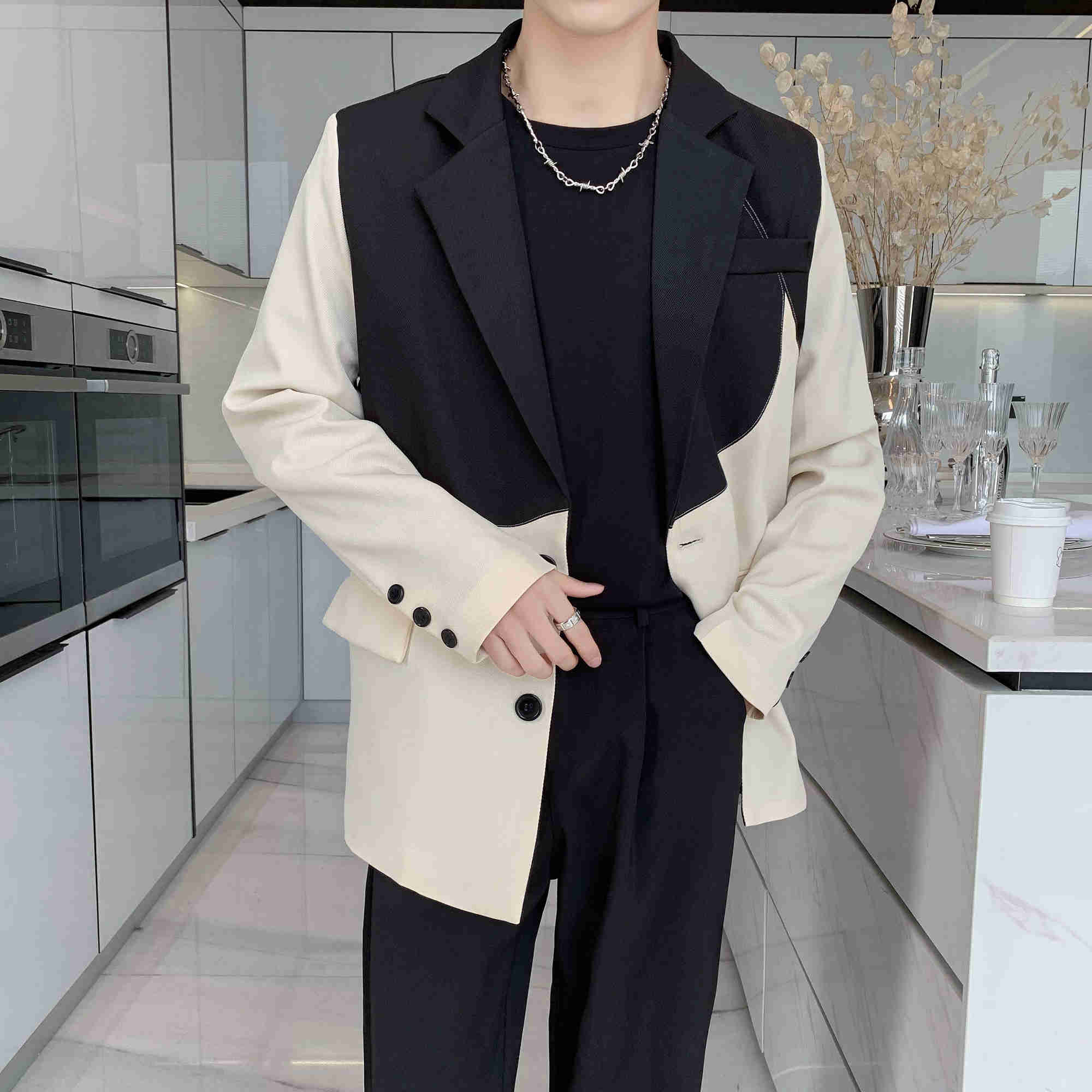 Spring Contrast Suit Men Slim Social Mens Dress Ja... – Grandado