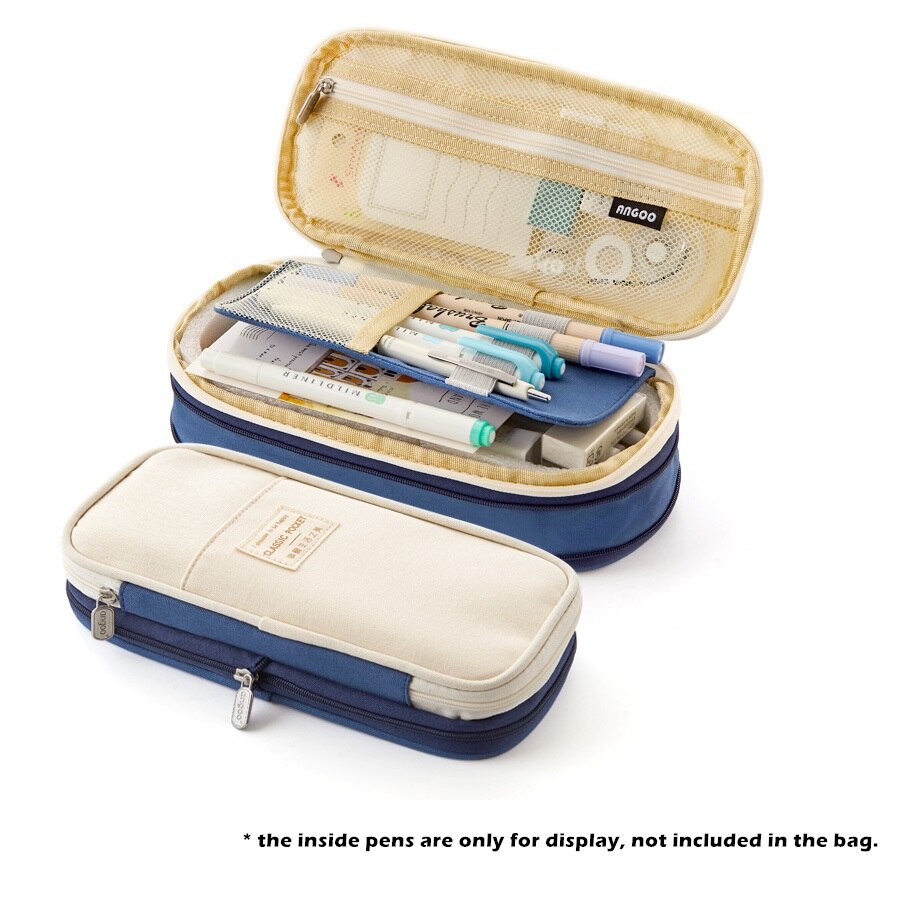 Classic Multilayer Pencil Pocket Case Canvas Stati... – Grandado