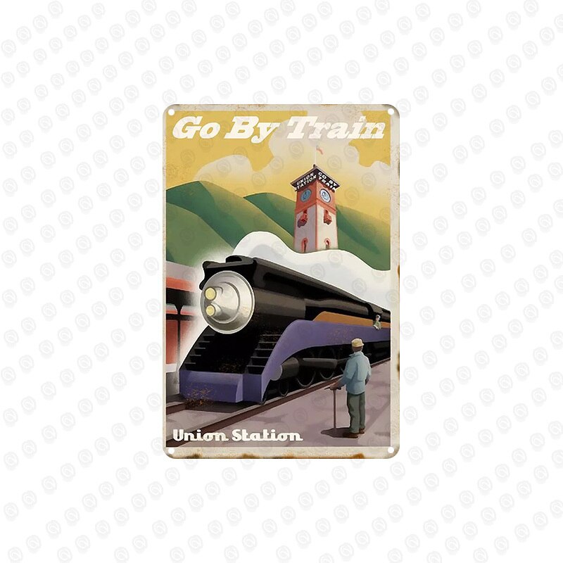 Train Railway Metal Tin Sign Wall Sticker Home Tav... – Vicedeal