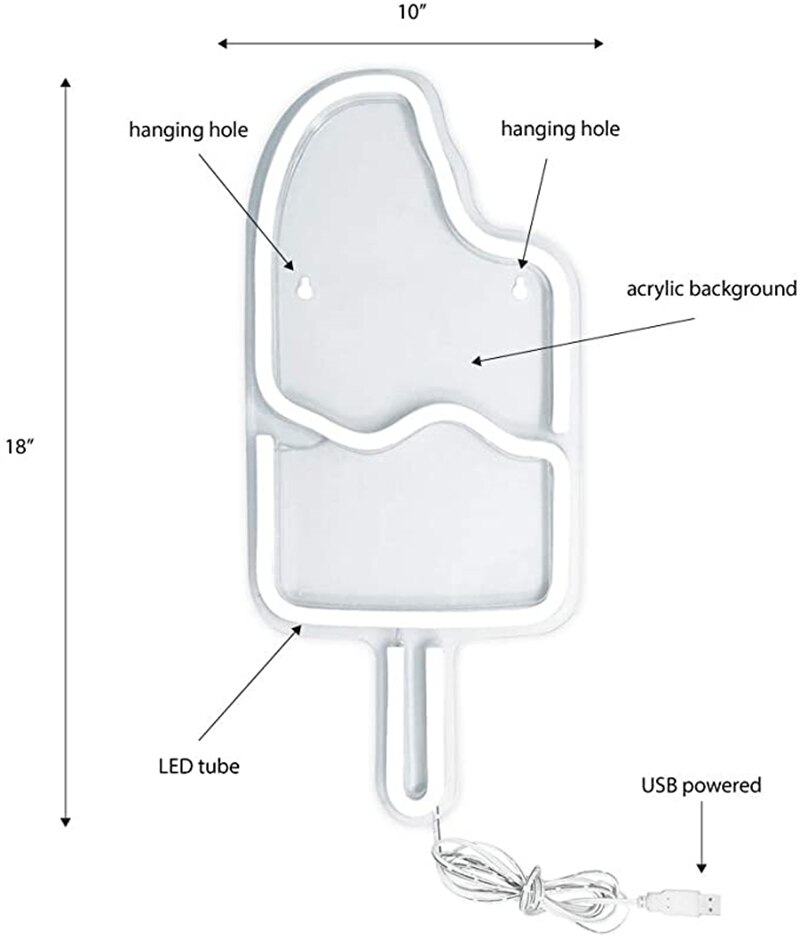 Popsicle Icecream Shaped Neon Signs LED Neon Light... – Grandado