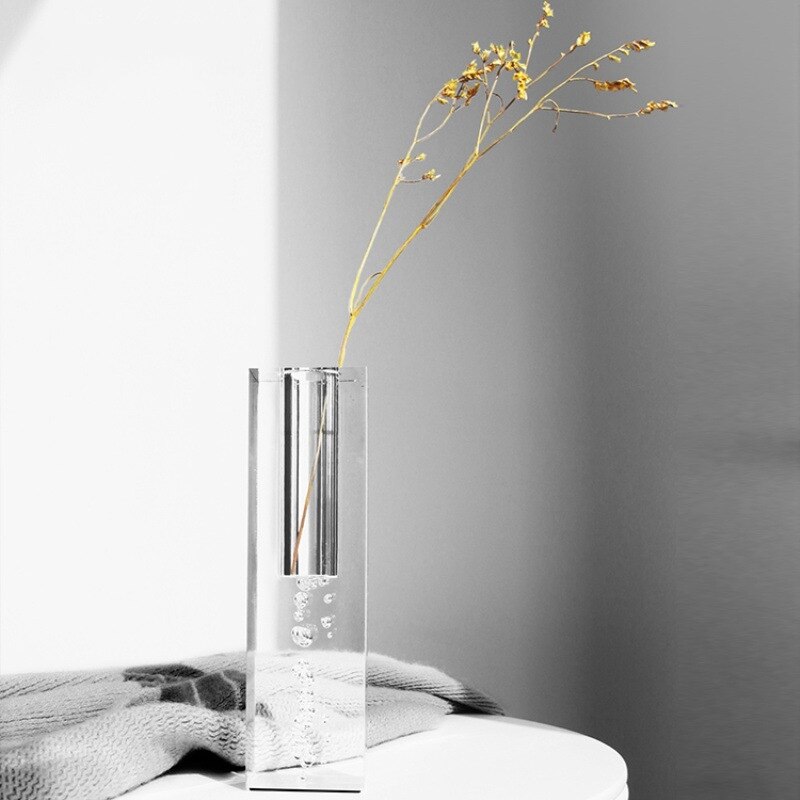 Nordic Acrylic Vase Square Column Glass Bubble Flo... – Grandado