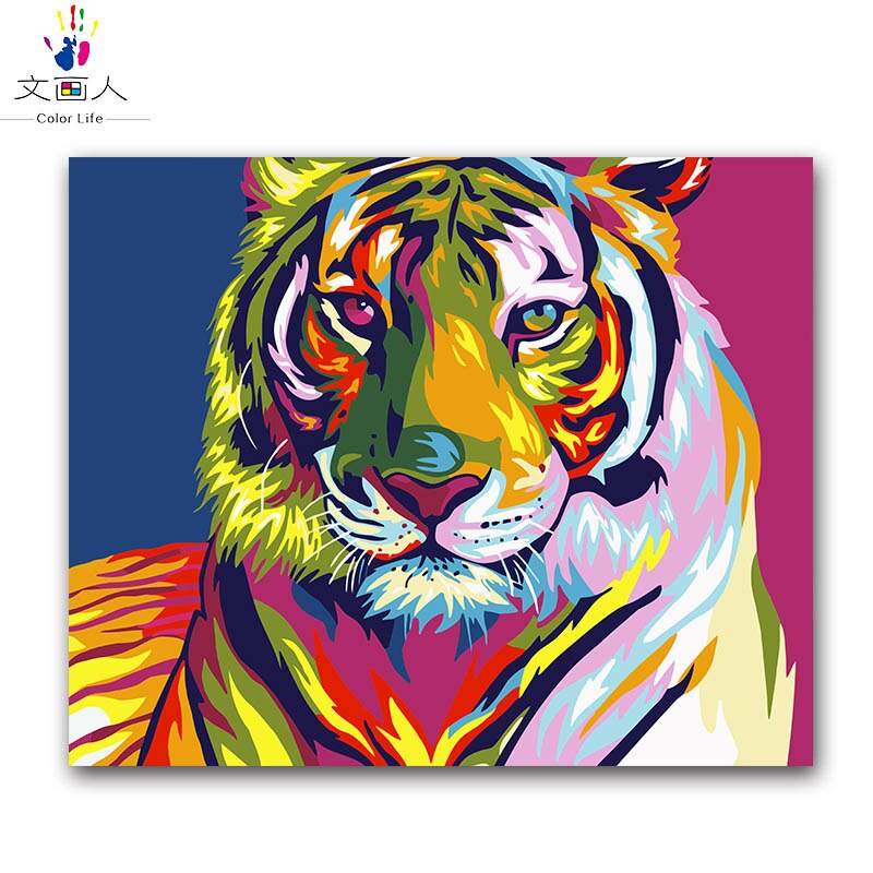 Animal tiger oil painting package diy digital oil ... – Grandado