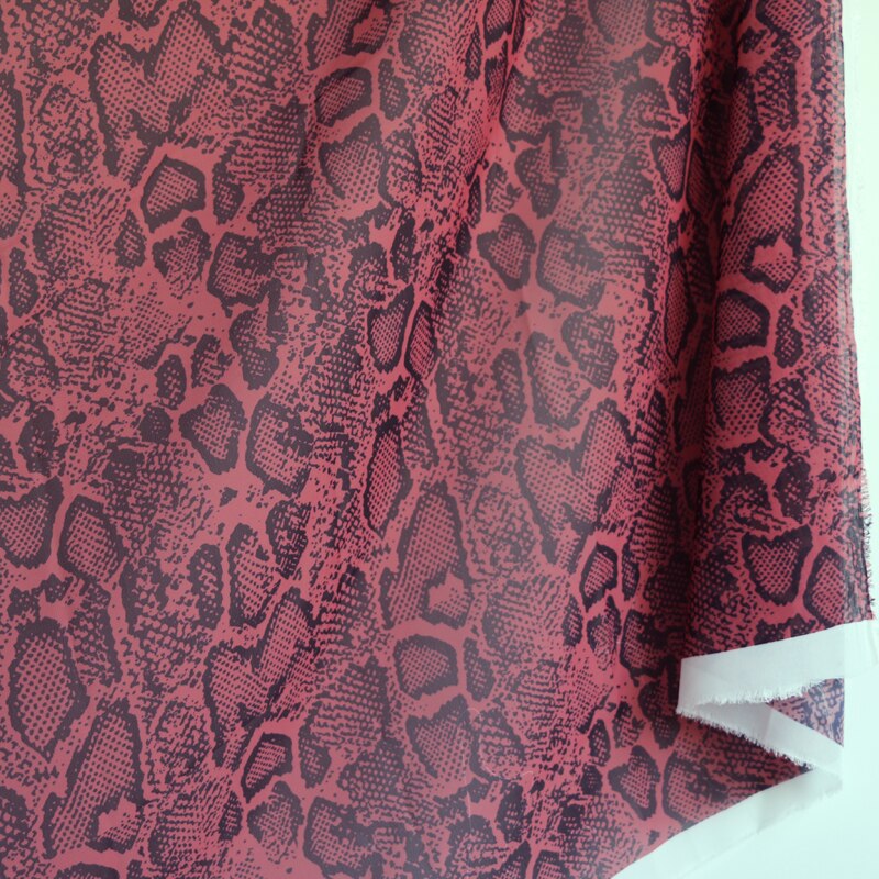 100cm*148cm Vintage Red Snake Print Chiffon Fabric... – Grandado