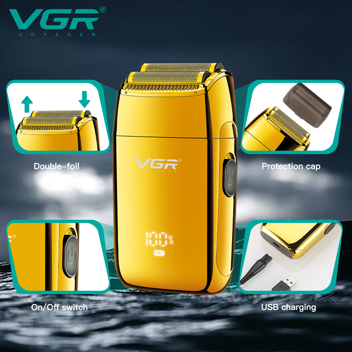 VGR Shaver Razor Electric Shaver Reciprocating Sha... – Grandado
