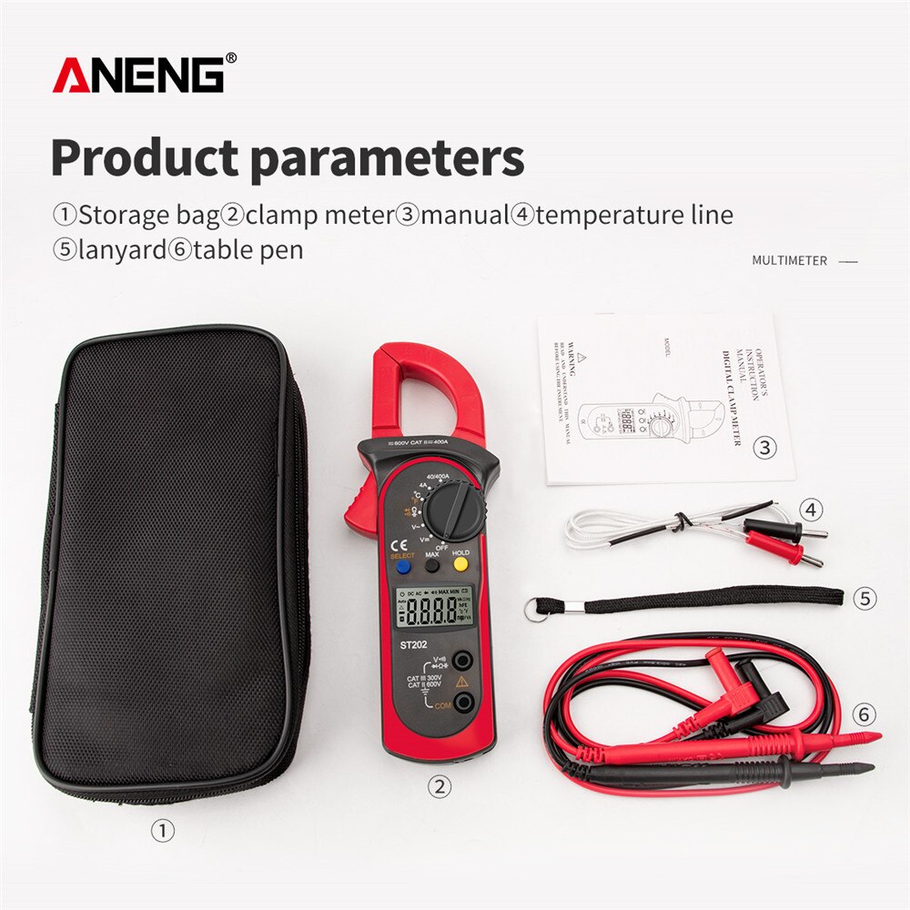 ANENG ST202 Digital Clamp Multimeter Resistance 40... – Vicedeal