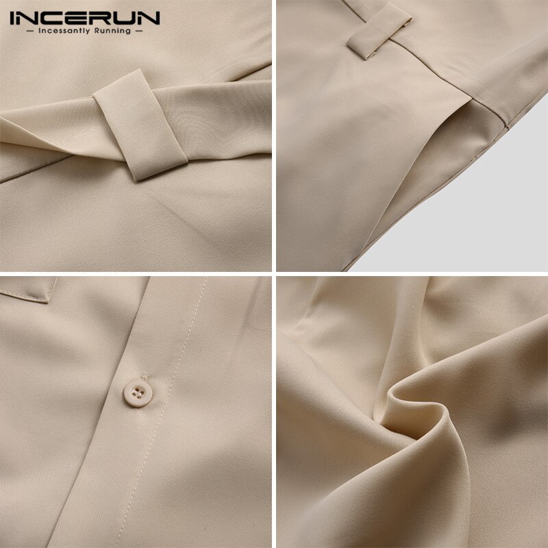 INCERUN Men Solid Color Half Sleeve Jumpsuit Korea... – Grandado