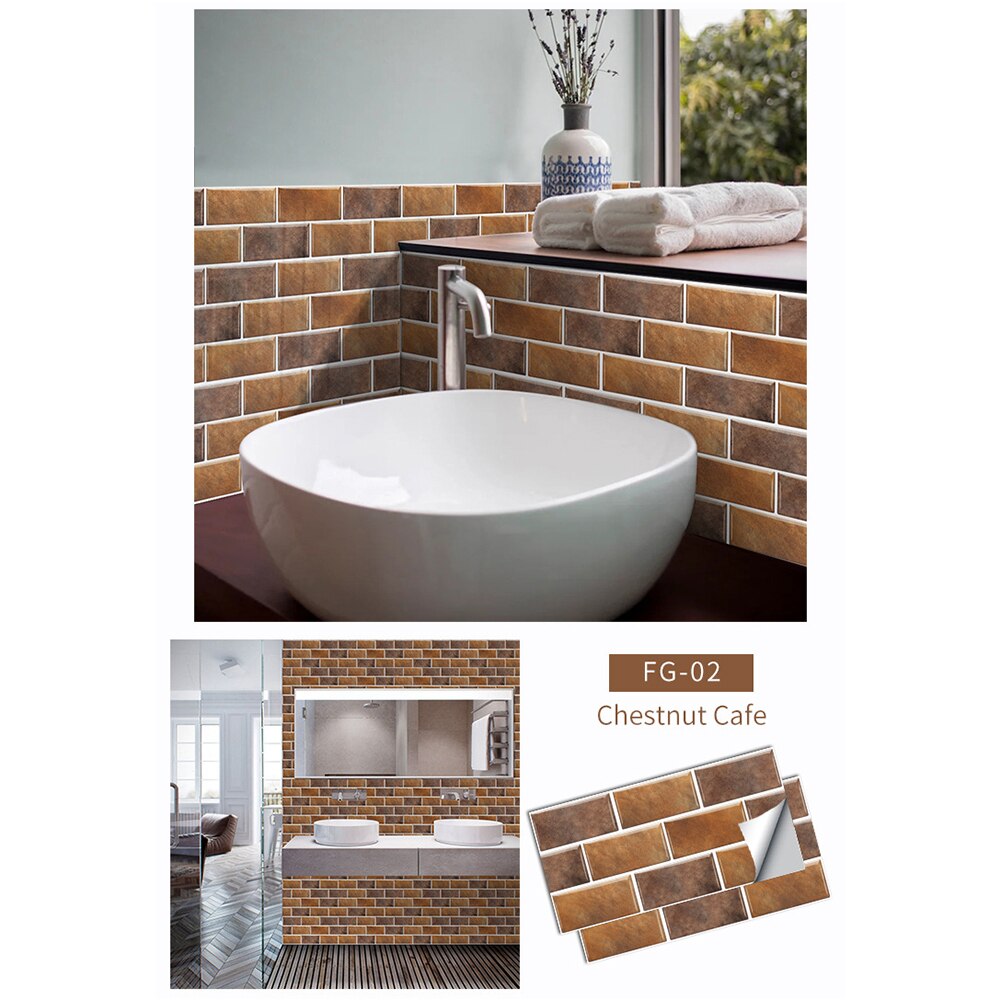 6Pcs Self Adhesive Tile Stickers Brick Pattern Wal... – Grandado