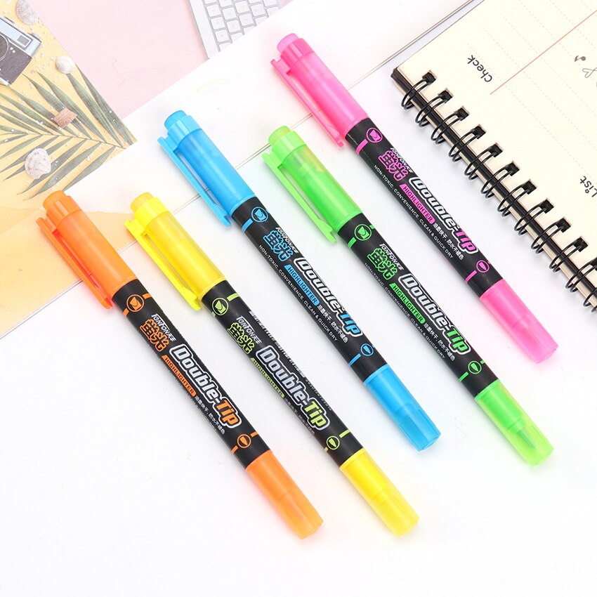 Rotulador fluorescente de doble cabeza, 5 uds., ro... – Grandado