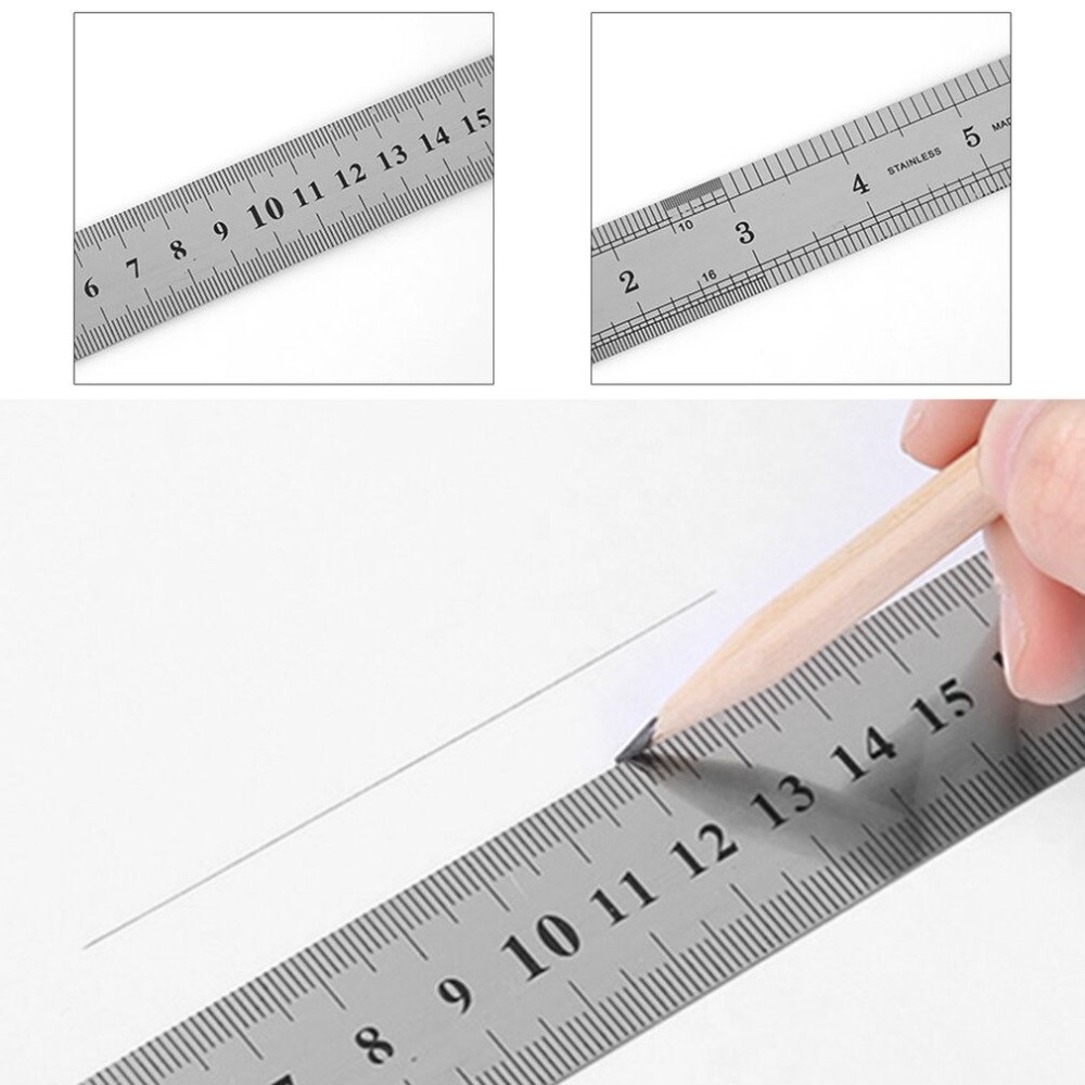 Stainless Steel Metal Ruler 30CM Straight Ruler Me... – Grandado