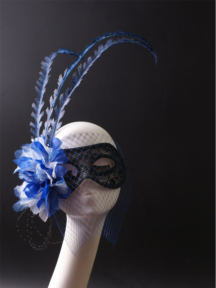 Blue Exaggerated Net Veil Cover Mouth Stage Prom B... – Vicedeal