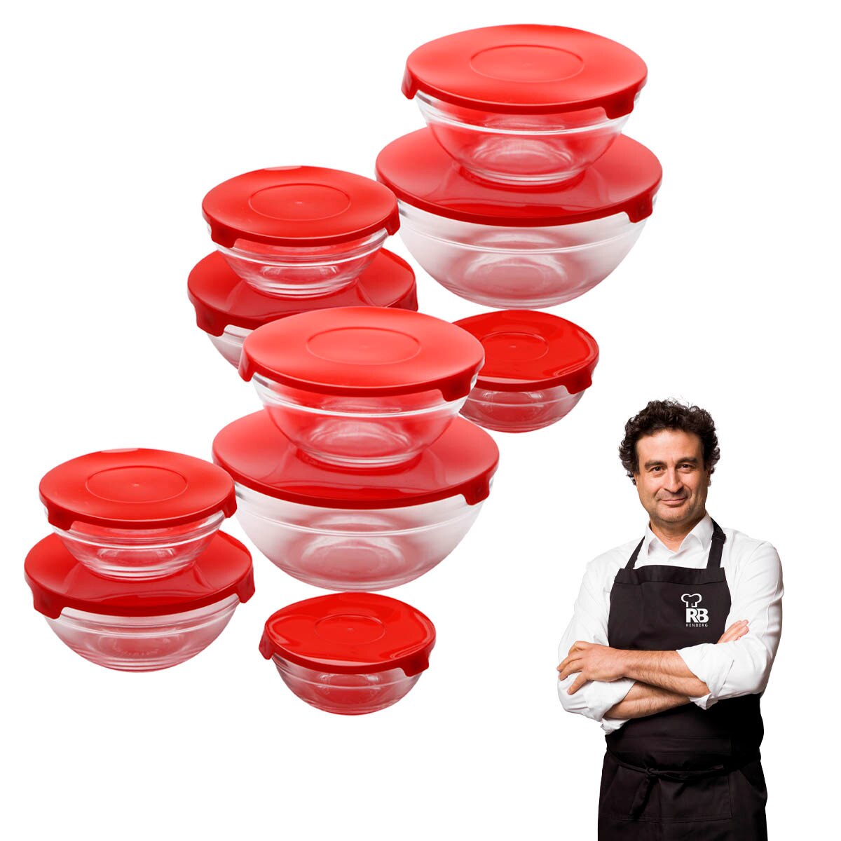 Renberg rot tuppers Set, glas, beständig, hygienic... – Grandado