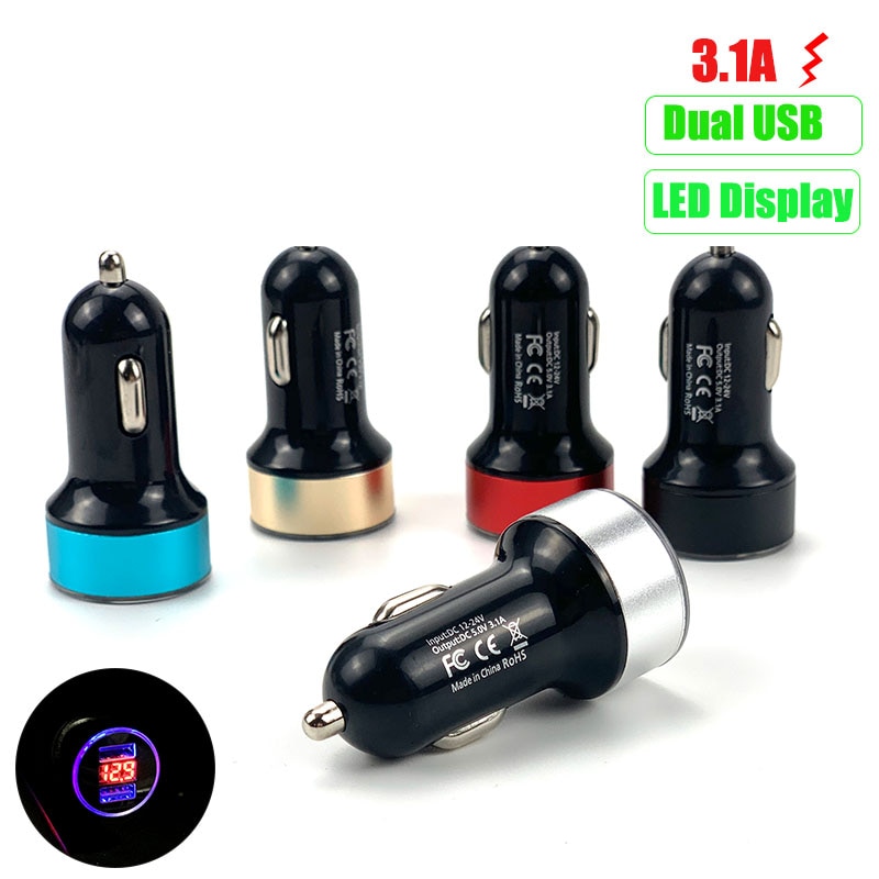 3.1A Dual USB Car Charger LED Display For Chrysler... – Grandado