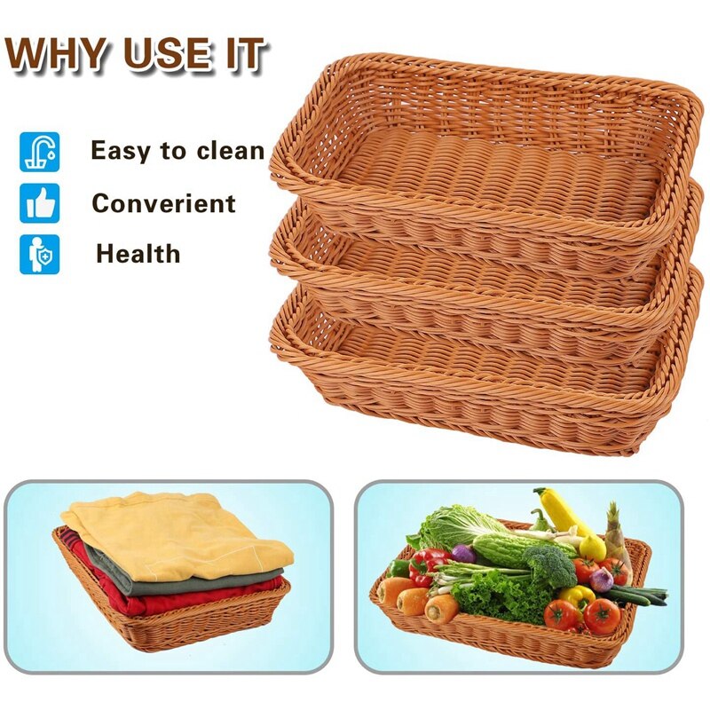 3 Packs Rattan Bread Baskets of 12 Inch, Handmade ... – Grandado