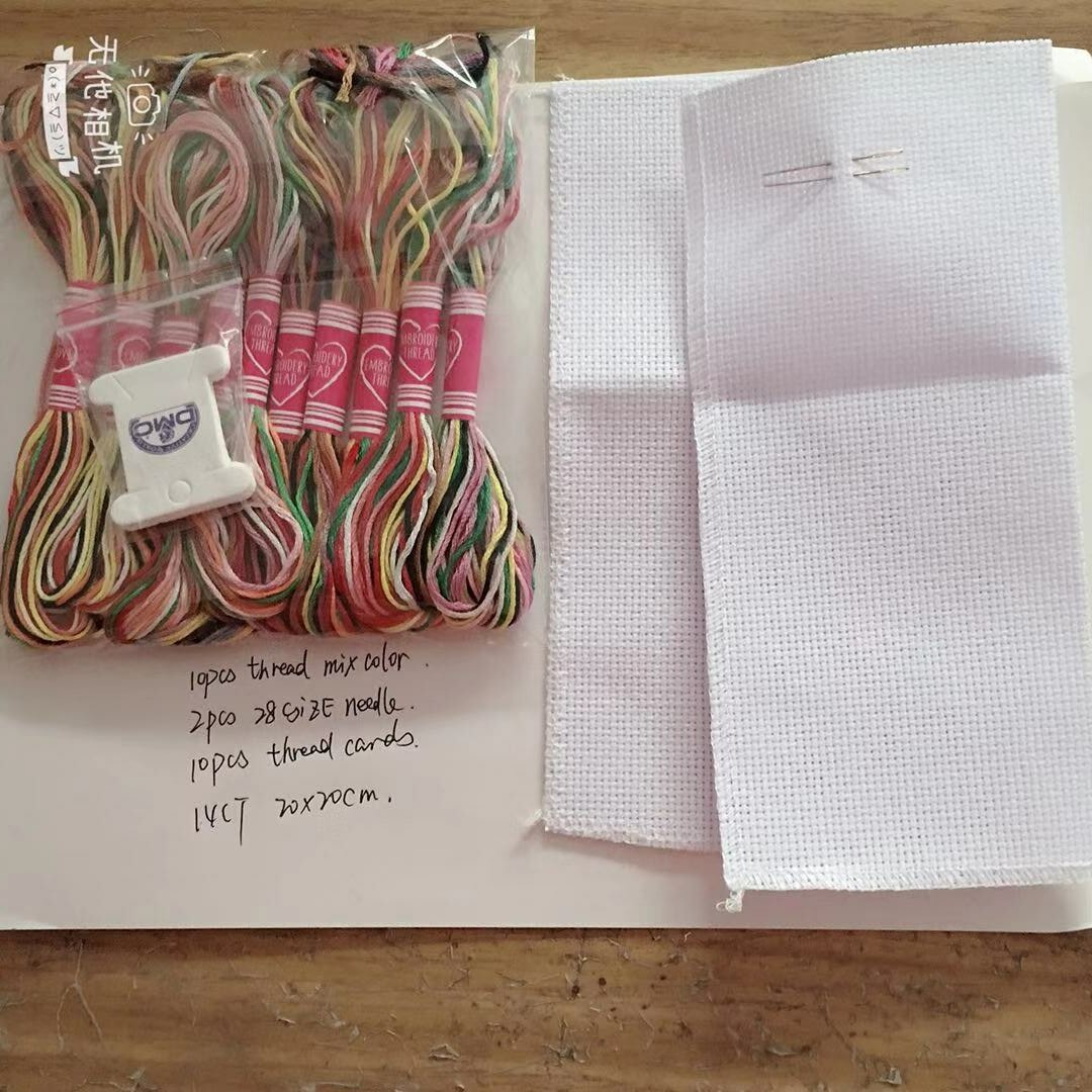 10 pièces Multi couleur + aiguilles + aida + carte... – Grandado
