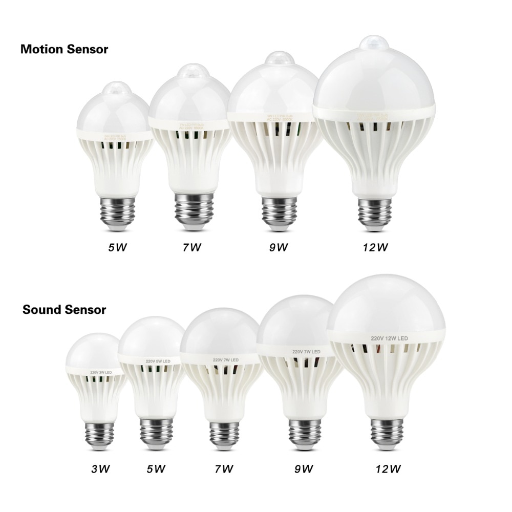 PIR Motion Sensor light Bulbs E27 220V Sound Senso... – Grandado