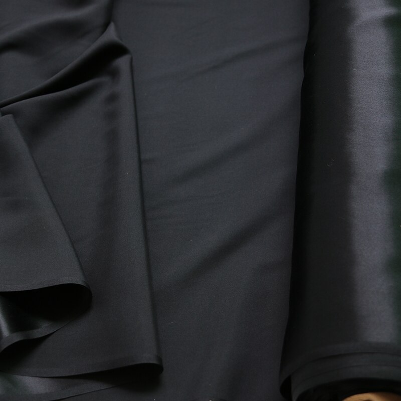 50cm*112cm Black Shiny Pure Silk Soft Charmeuse Fa... – Grandado