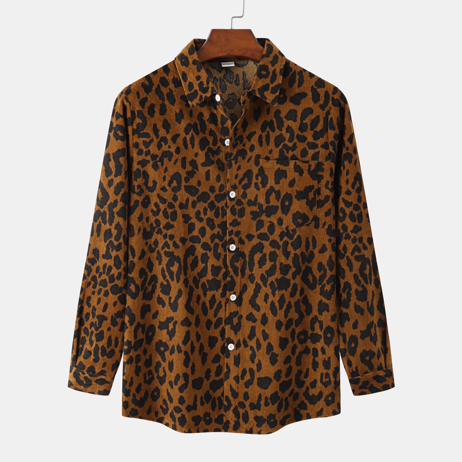 Parklees Luipaard Print Heren Corduroy Button Up W... – Grandado