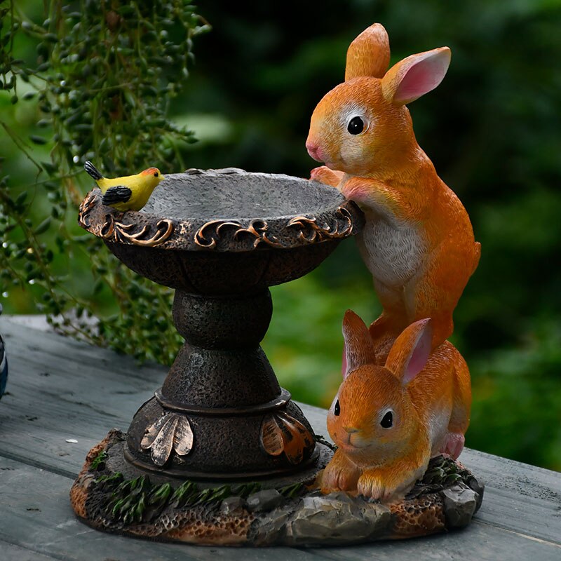 Garden Cute Rabbit Solar Light Resin Statue Orname... – Grandado