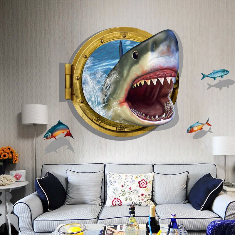 Home Decor Wall Stickers 3D Ocean Shark Removable ... – Vicedeal