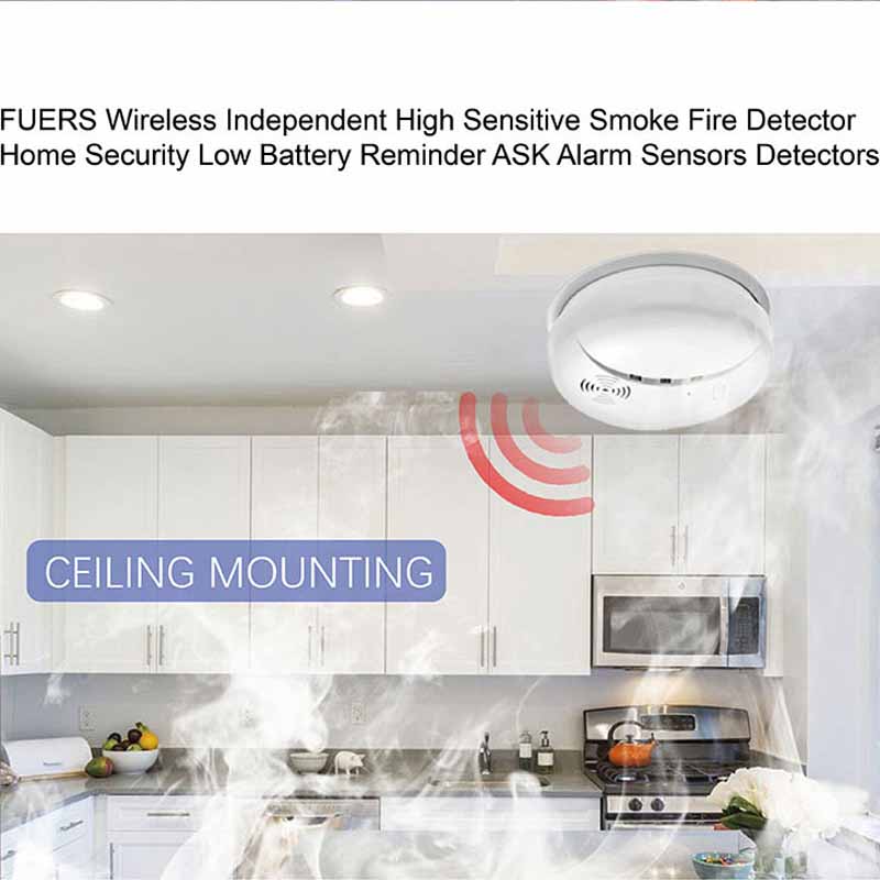 433MHz Wireless Home Smoke Detector 80db White Col... – Grandado