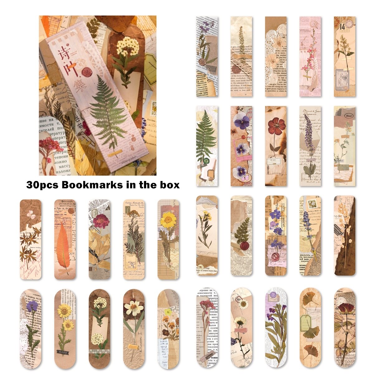 30pcs Leaf Collection Bookmark Set Vintage Hand Ma... – Grandado