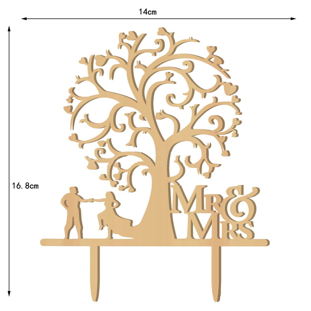 1 Stuks Bruidstaart Topper Hout Mr & Mrs Net Getro... – Vicedeal