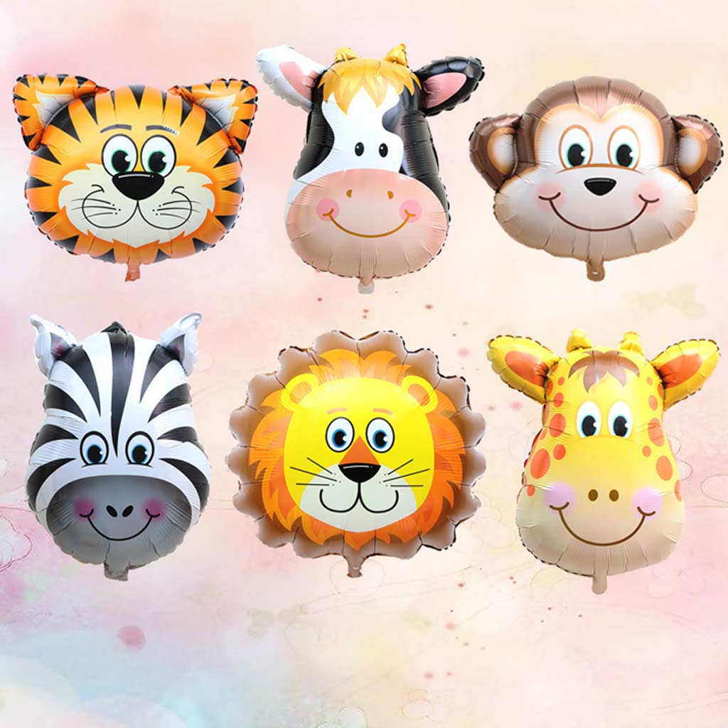 Pack Of 6 Zoo Farm Animal Face Helium Foil Balloon... – Grandado