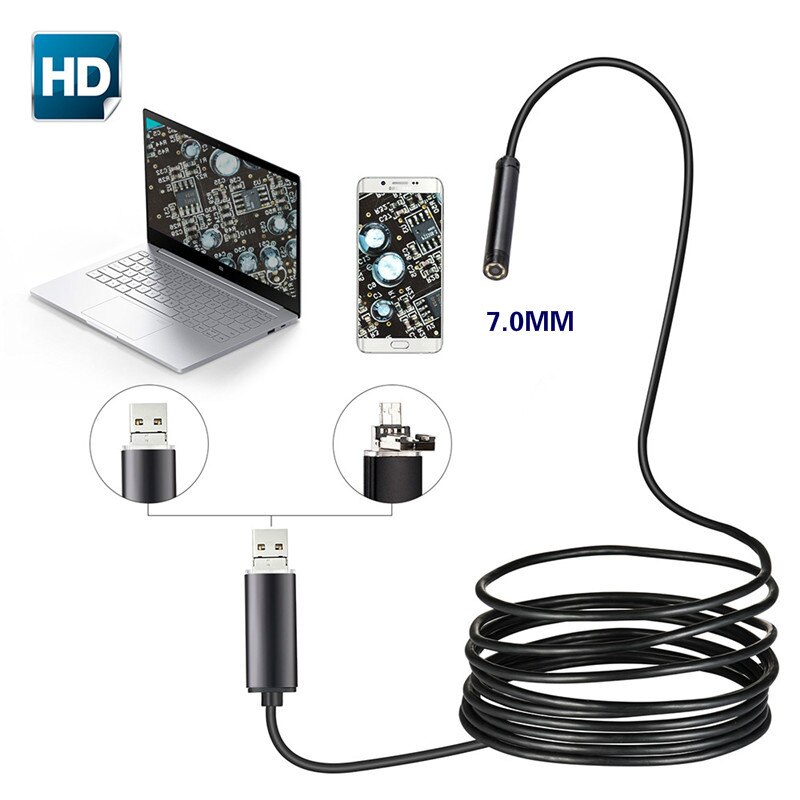 7mm 2 en 1 USB Endoscope 480 P HD serpent Tube et ... – Grandado