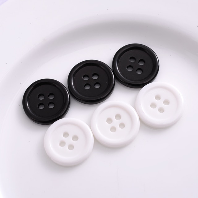24L(15mm) 50Pcs Black/White Resin Buttons Round 4 ... – Grandado