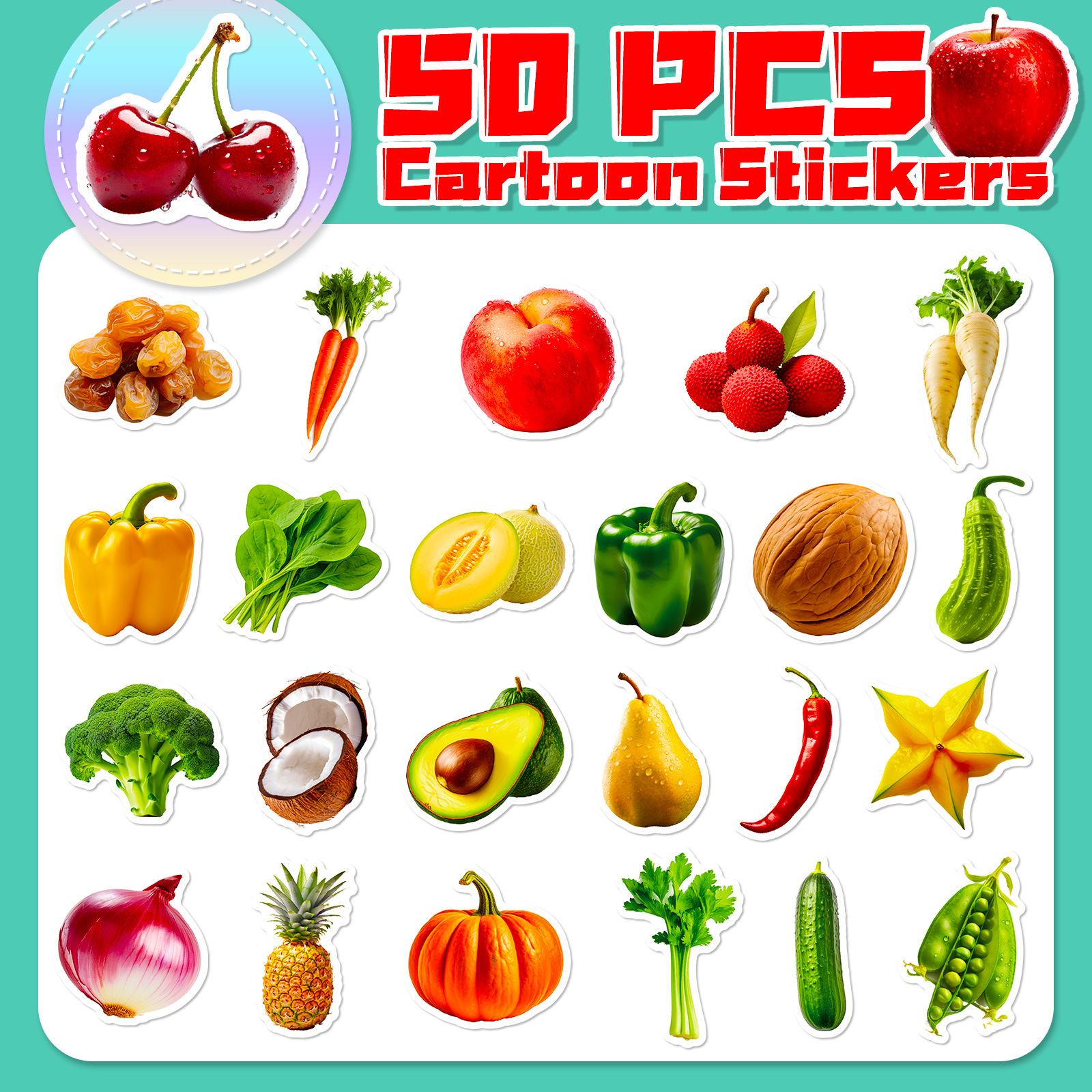 50PCS Vivid Fruit & Vegetables(Grape Cherry Carrot... – Grandado