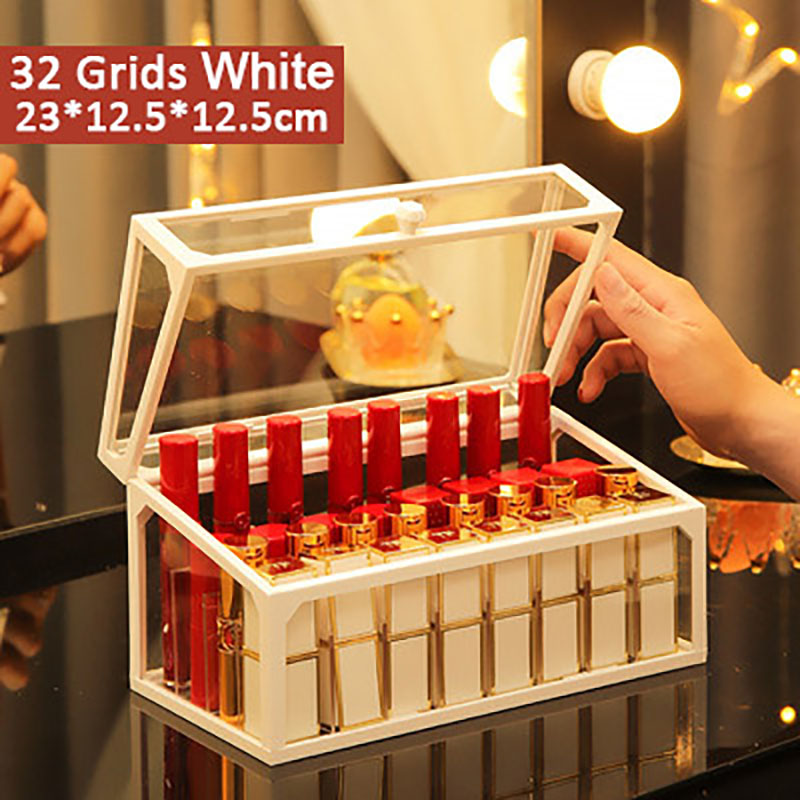 18/32 Grids Lipstick Storage Box With Cover Glass ... – Grandado