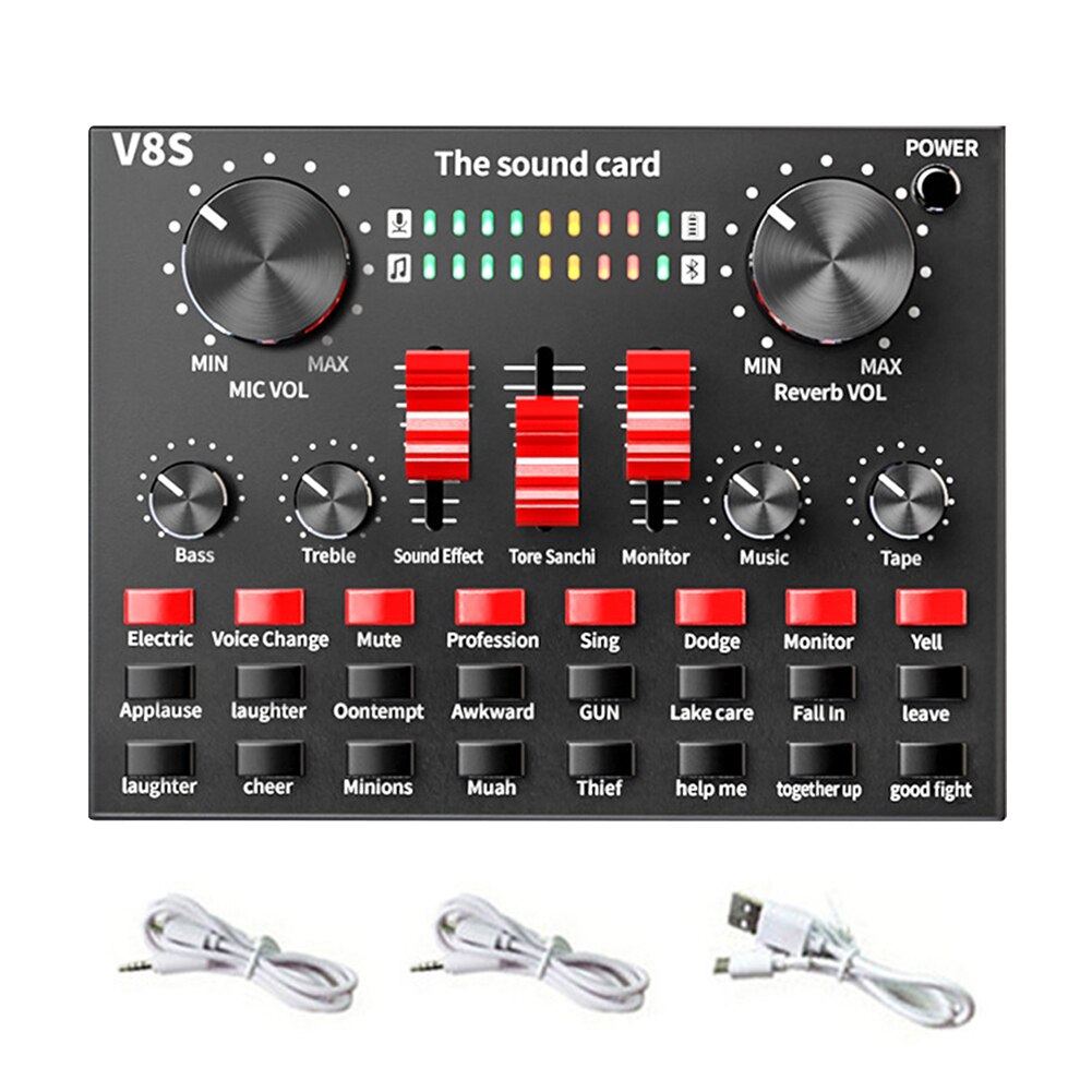 V8S Sound Card DSP Audio Mixer External Music Reco... – Grandado