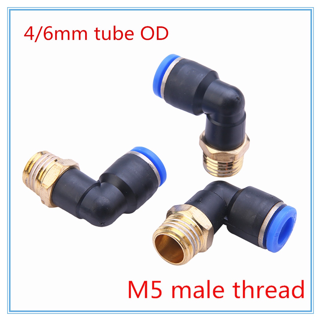 4 6mm OD Hole tube x M5 male thread L Shape Push i... – Grandado