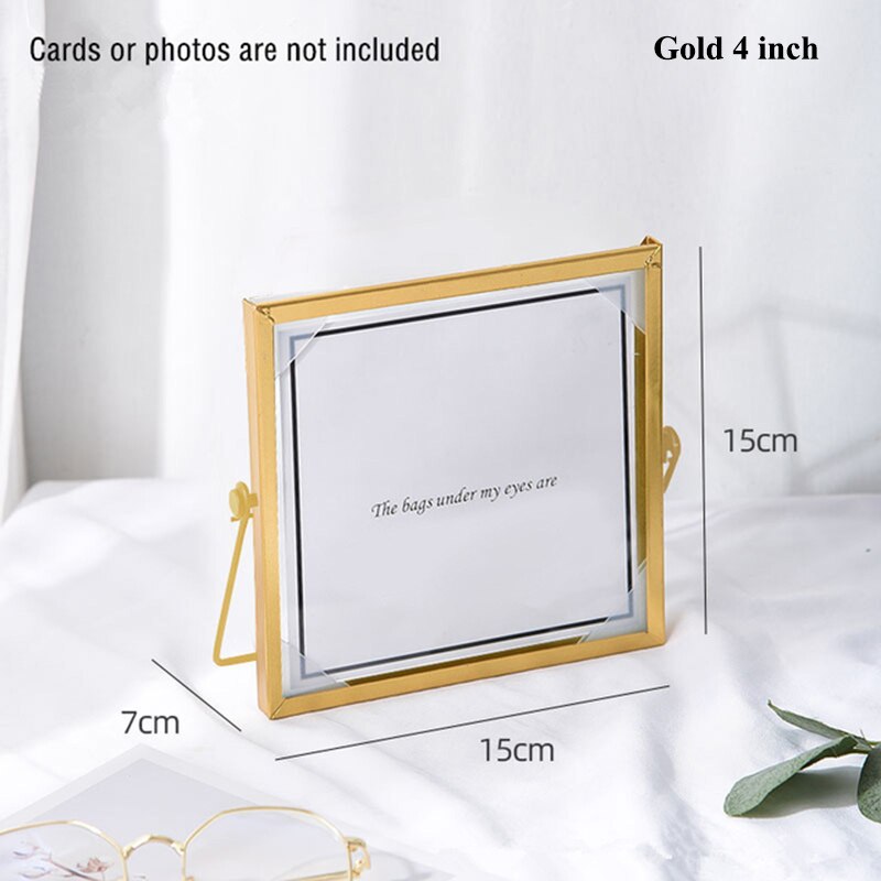 Nordic Geometric Metal Photo Frame Gold Glass Phot... – Grandado
