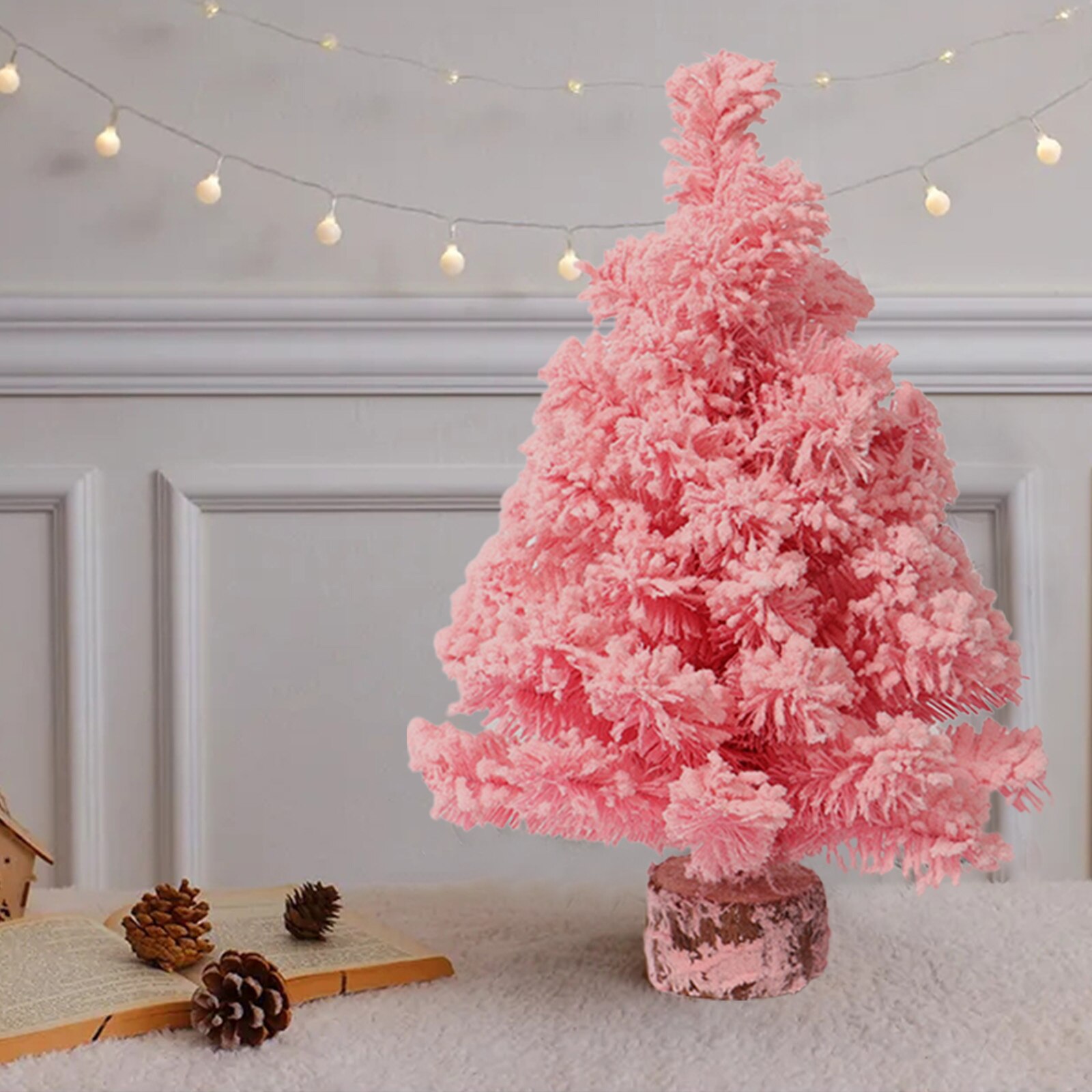 Christmas Tree Artificial Pink Encryption Flocking... – Grandado