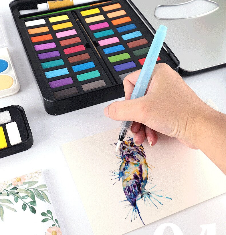 12/18/24/36 Portable Watercolor Set With Water Bru... – Grandado