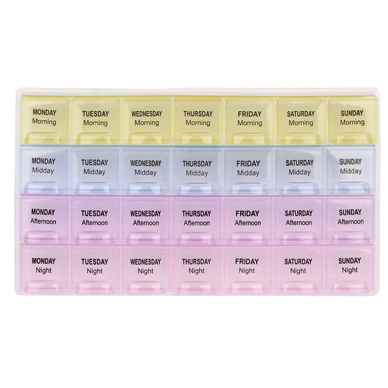 1PCS 4 Row 28 Squares Weekly 7 Days Tablet Pill Bo... – Grandado