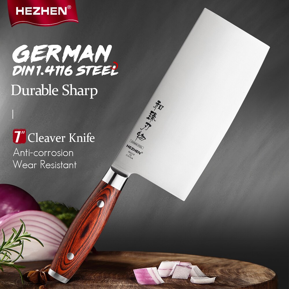 HEZHEN 7 Inches Cleaver Kitchen Knife Pakka Wood H... – Vicedeal