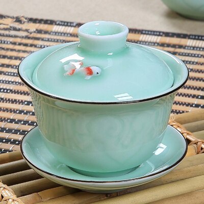 gaiwan carp / golden fish porcelain tureen ceramic... – Vicedeal