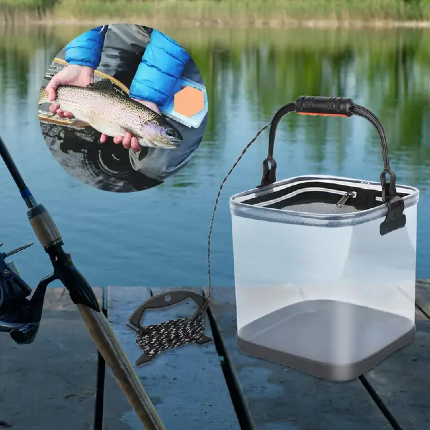 Fishing Bucket Transparent Water Container Fishing... – Grandado