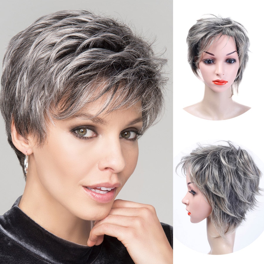 Mumupi syntetisk kort lockigt peruk hårförlängning... – Grandado