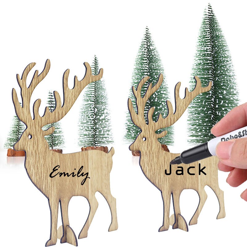 2Pcs DIY Christmas Wooden Reindeer Place Name Sign... – Grandado
