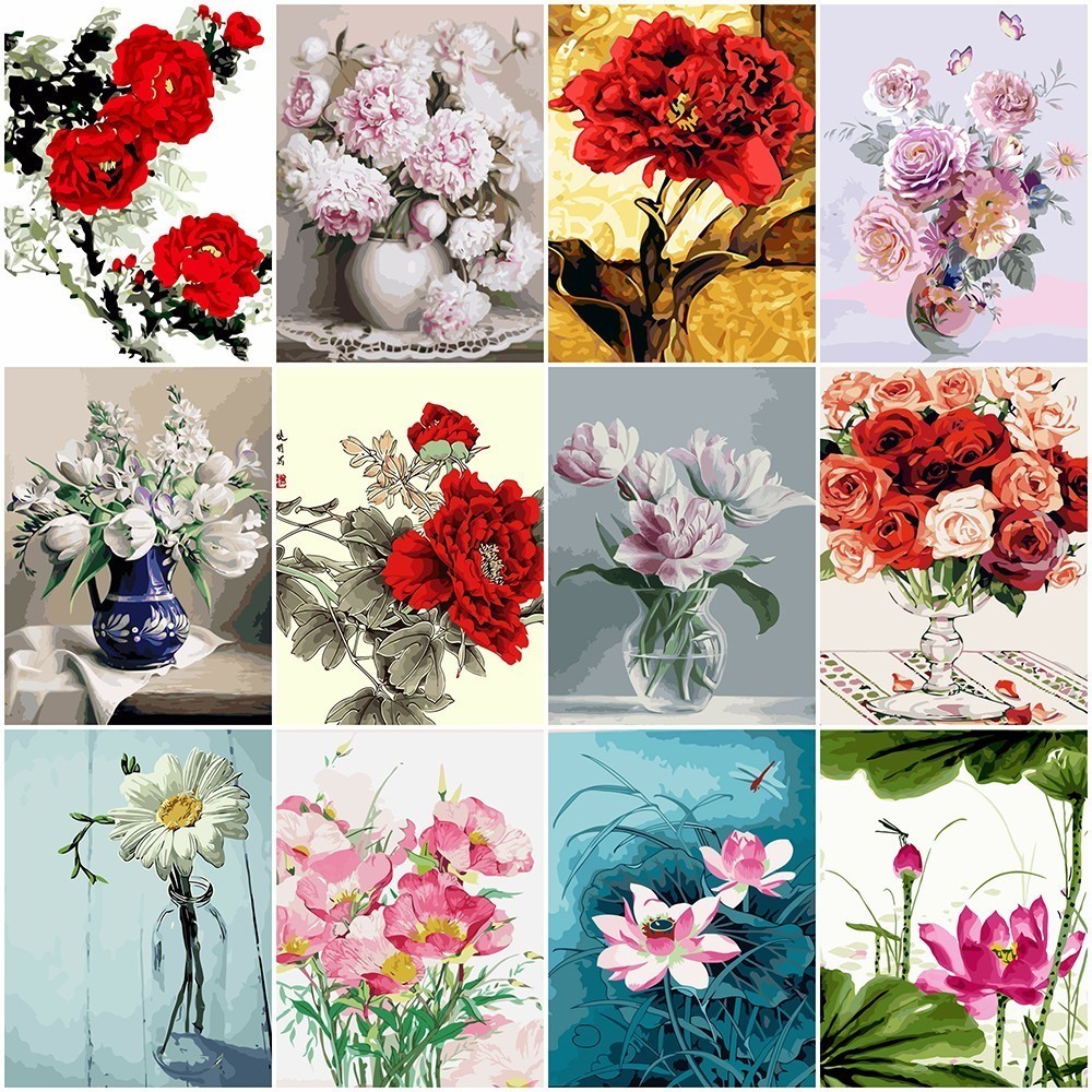 AZQSD Modern DIY Oil Painting By Numbers Flower Pi... – Vicedeal