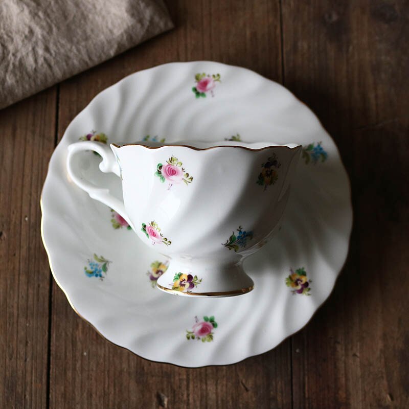Golden Edge Small Floral Retro Spiral Rose Coffee ... – Vicedeal
