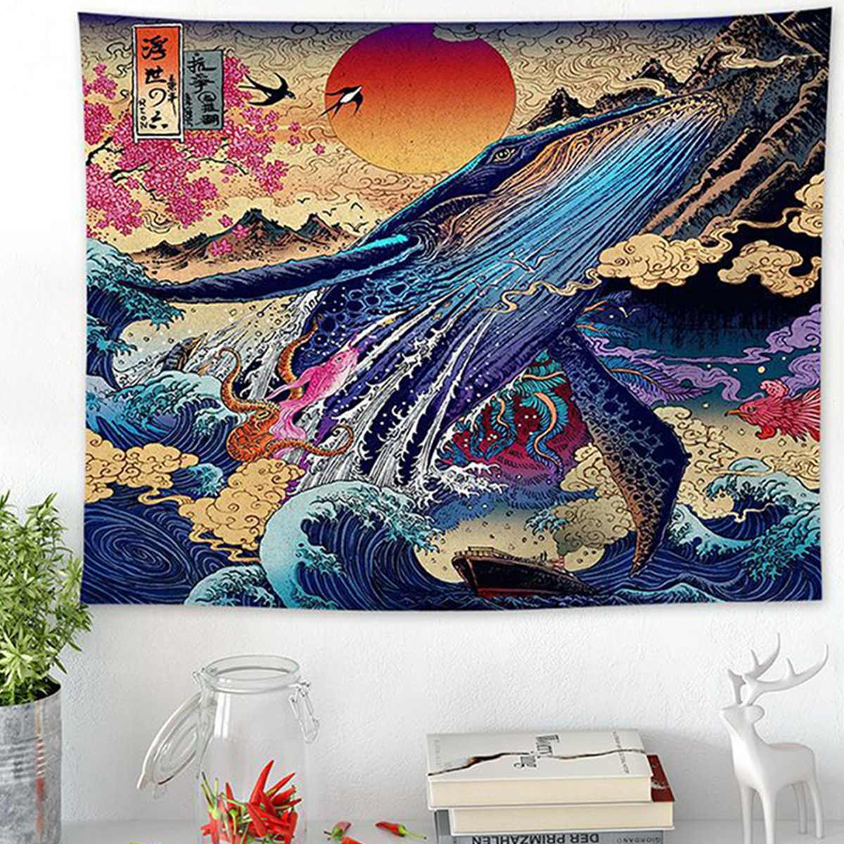 3 Sizes 3D Ocean Wave Sunset Tapestry Japanese Tap... – Vicedeal