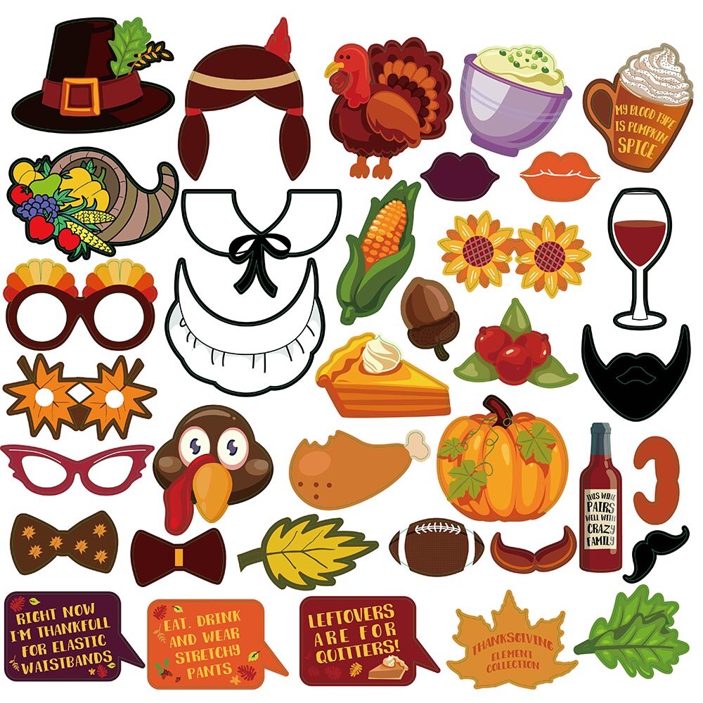36 stks/set Thanksgiving Photo Booth Props Maïs Vo... – Grandado