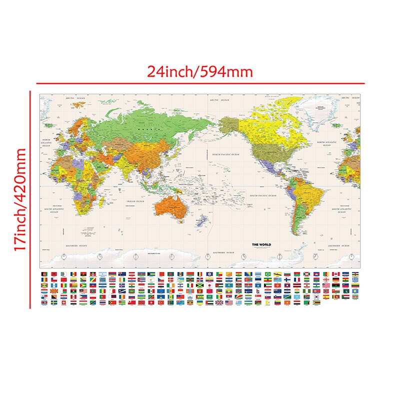 The World Map with National Flags 59*42cm Retro Ca... – Vicedeal