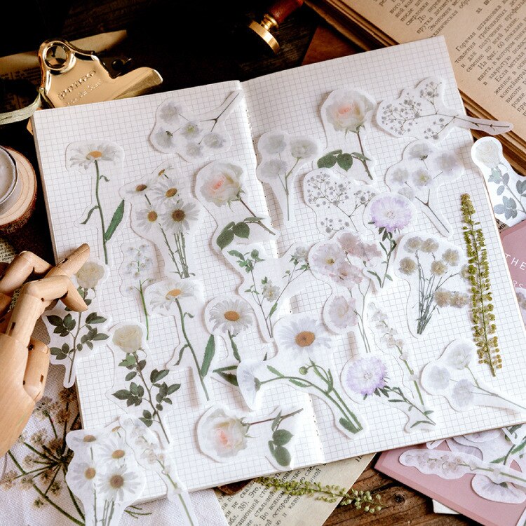 45 Pcs Vintage Bloemen Collectie Washi Sticker Set... – Grandado