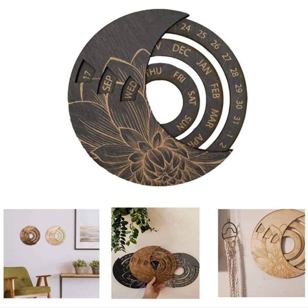 Wooden Hanging Calendar Craft Retro Permanent Cale... – Grandado